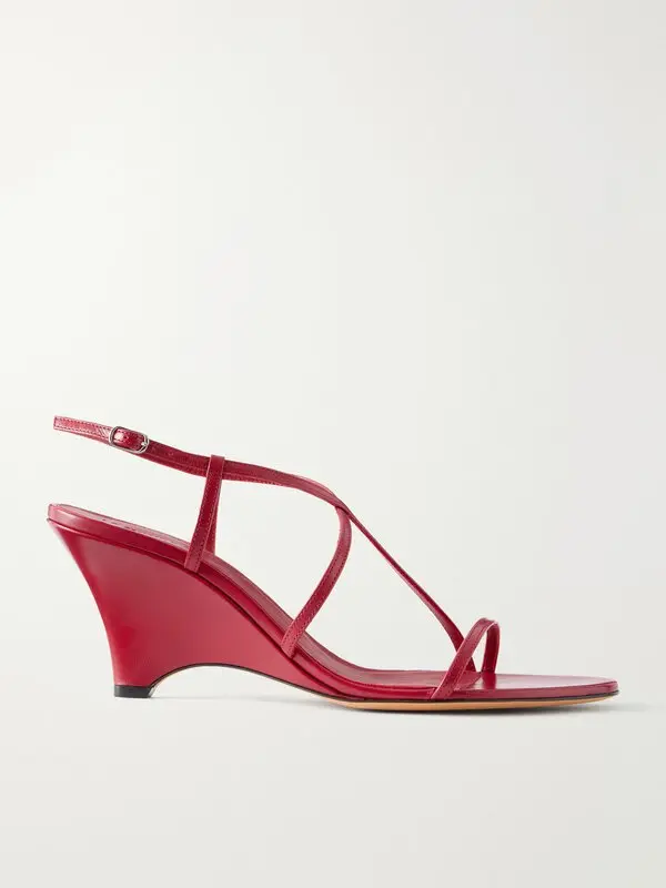 Le Monde Beryl Rio 70 Leather Wedge Sandals - Red