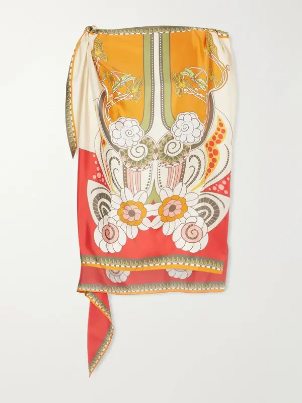 La DoubleJ Full On Foulard Printed Silk Top - Red