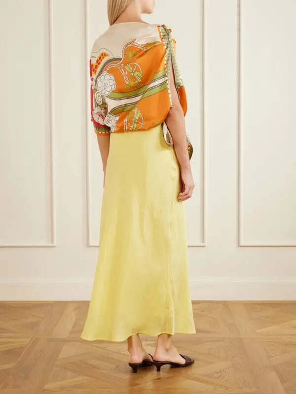 La DoubleJ Full On Foulard Printed Silk Top - Red