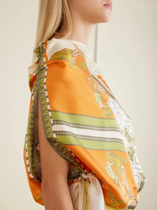 La DoubleJ Full On Foulard Printed Silk Top - Red