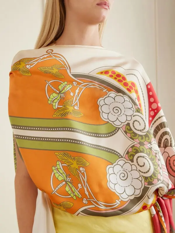 La DoubleJ Full On Foulard Printed Silk Top - Red