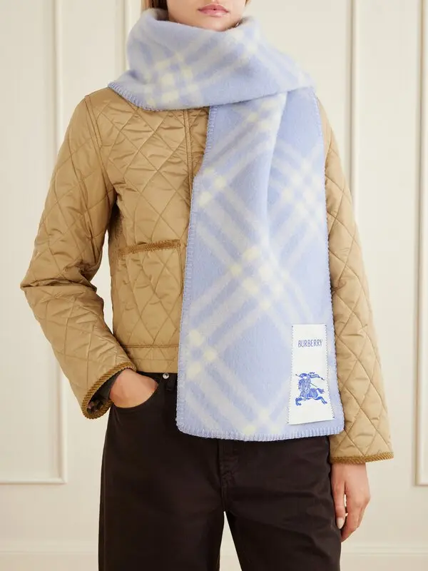 Burberry Logo-appliquéd Checked Wool Scarf