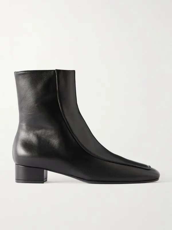 HERBERT LEVINE Shadow Ban Leather Ankle Boots - Black