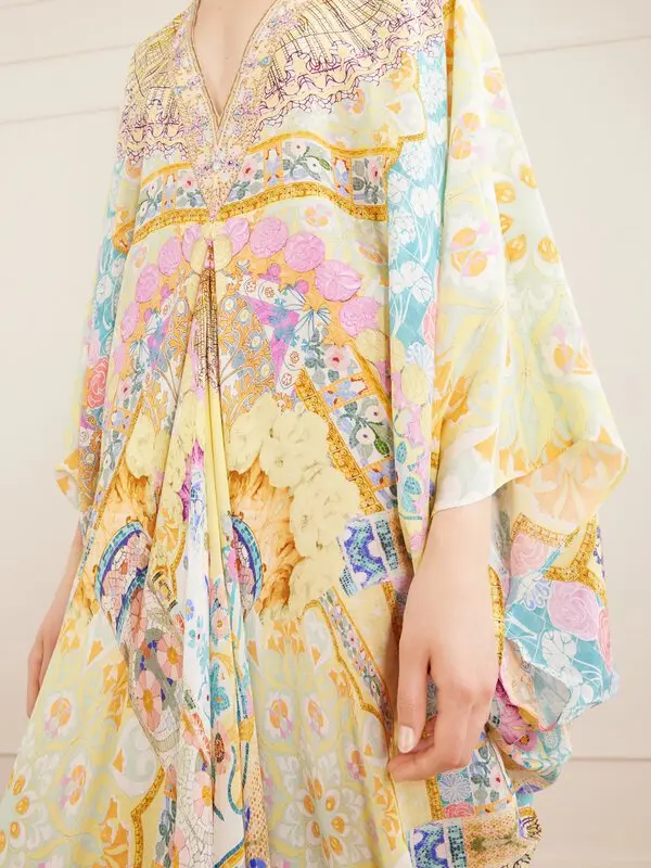 Camilla Embellished Printed Silk Cover-up