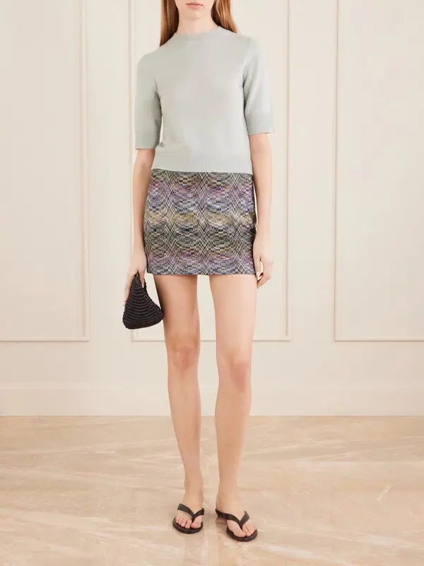 Missoni Chevron Stripe Metallic Crochet-knit Mini Skirt