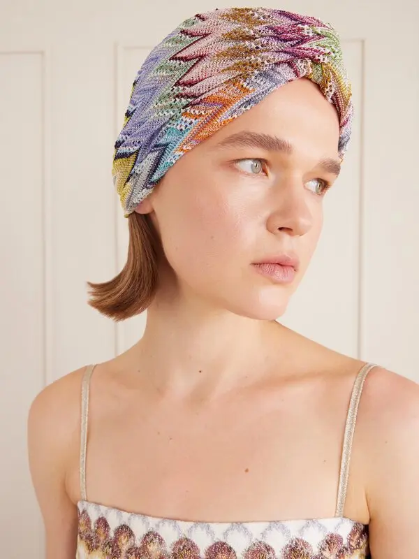 Missoni Striped Metallic Crochet Headpiece