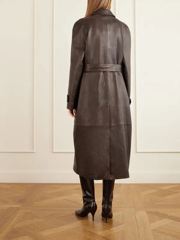Magda Butrym Belted Leather Trench Coat