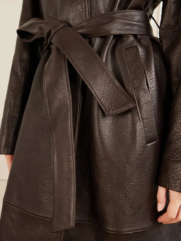Magda Butrym Belted Leather Trench Coat