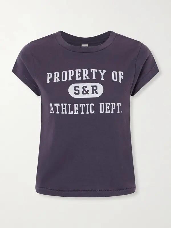 SPORTY & RICH Printed Cotton-jersey T-shirt - Gray