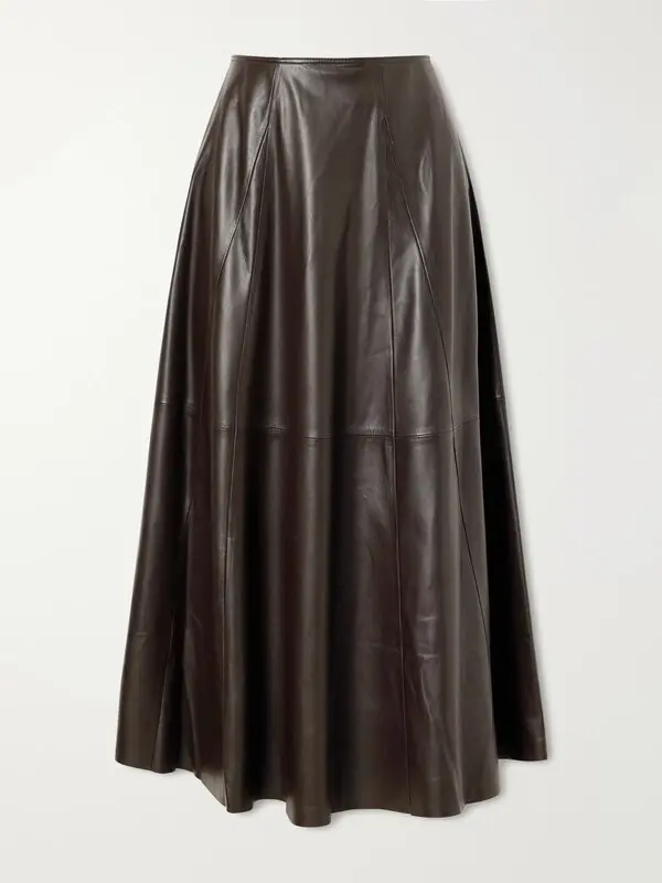 ARMA Eleni Paneled Leather Midi Skirt