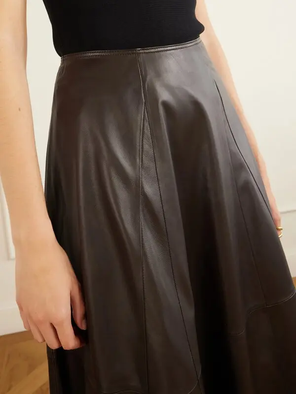 ARMA Eleni Paneled Leather Midi Skirt