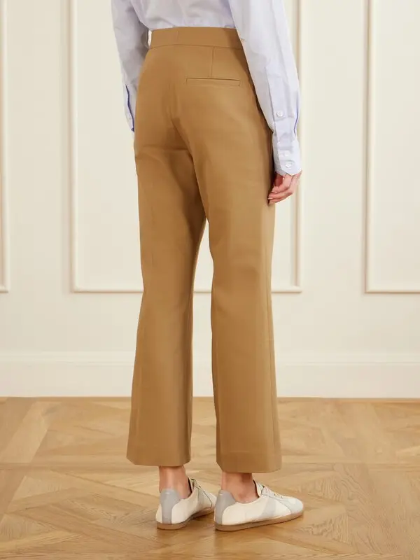 Maria Mcmanus Straight Leg Cotton Blend High Waist Flare Trousers