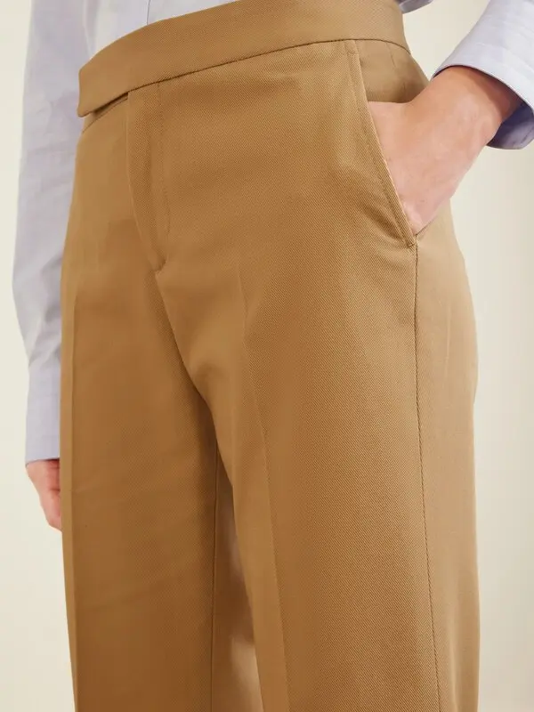 Maria Mcmanus Straight Leg Cotton Blend High Waist Flare Trousers