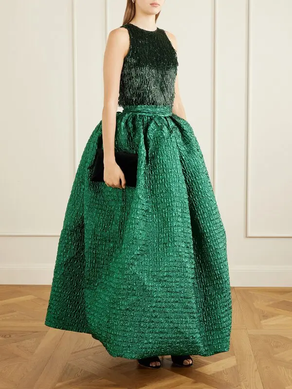 DIMA AYAD Embellished High Neck Sleeveless Jersey Blouse