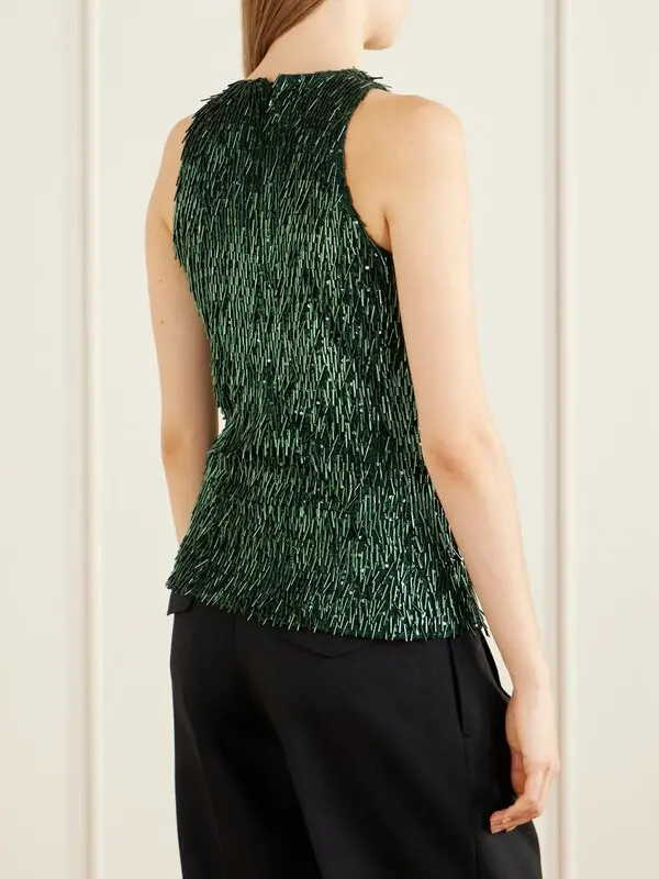 DIMA AYAD Embellished High Neck Sleeveless Jersey Blouse