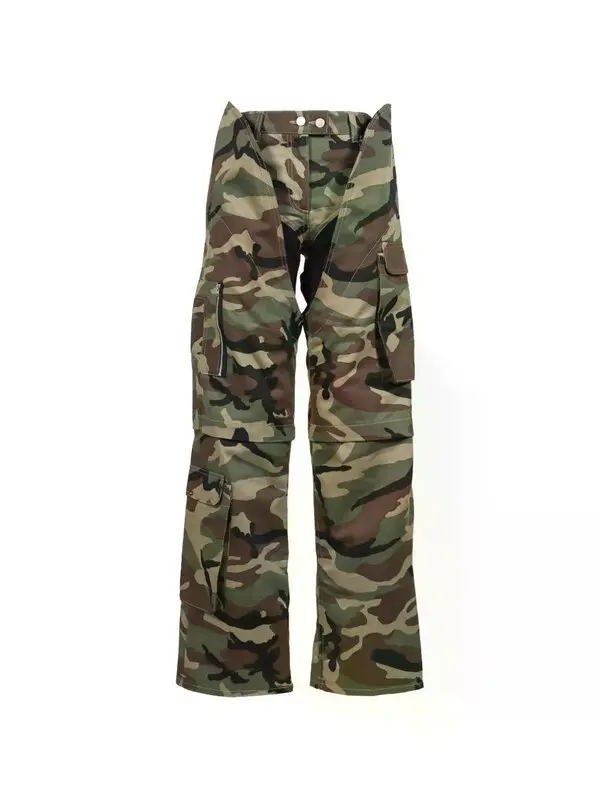 SRVC STUDIO Mecha Camouflage Cut-out Cargo Pants - Green