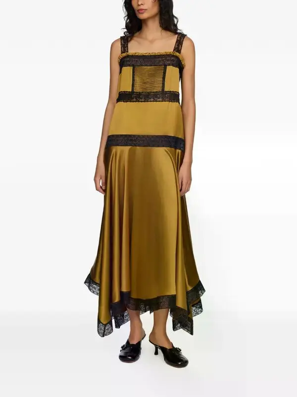 GANNI Lace Detail Maxi Dress - Yellow