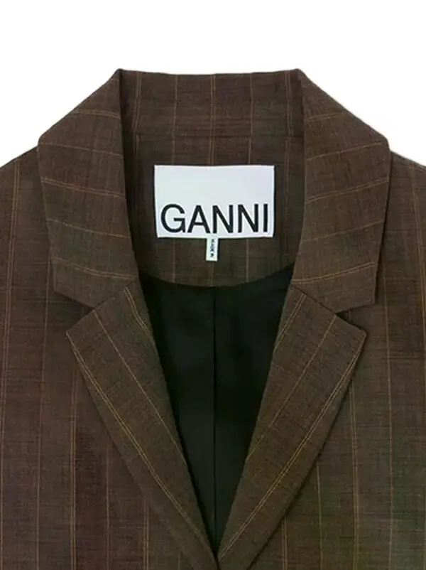 GANNI Pinstriped Wool Blazer