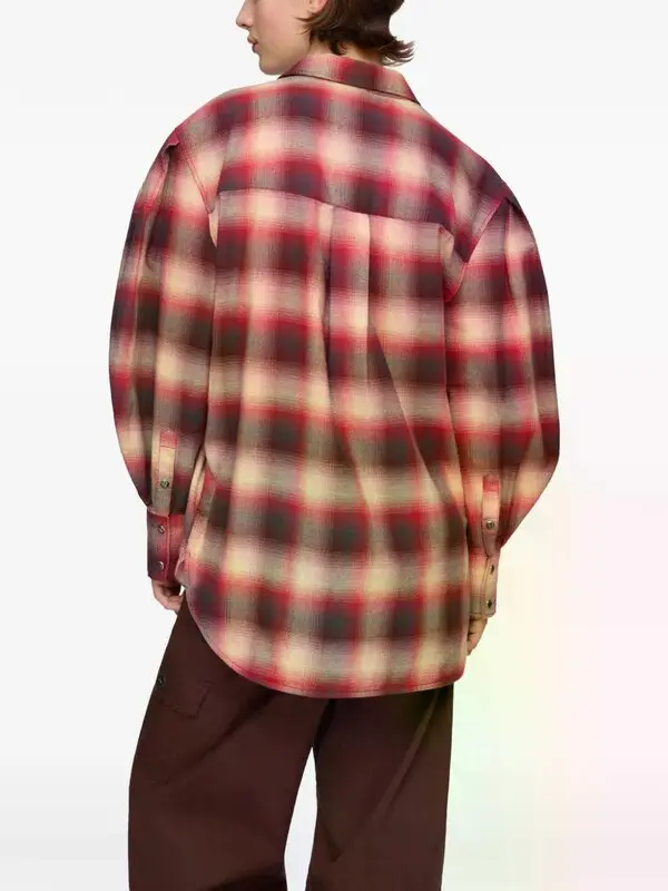 GANNI Checked Puff-sleeve Shirt