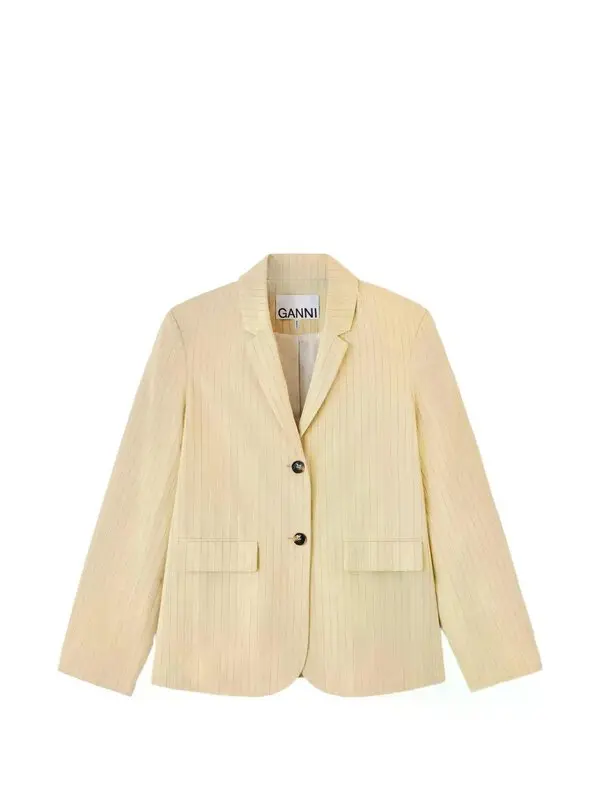 GANNI Pinstriped Blazer - Neutrals