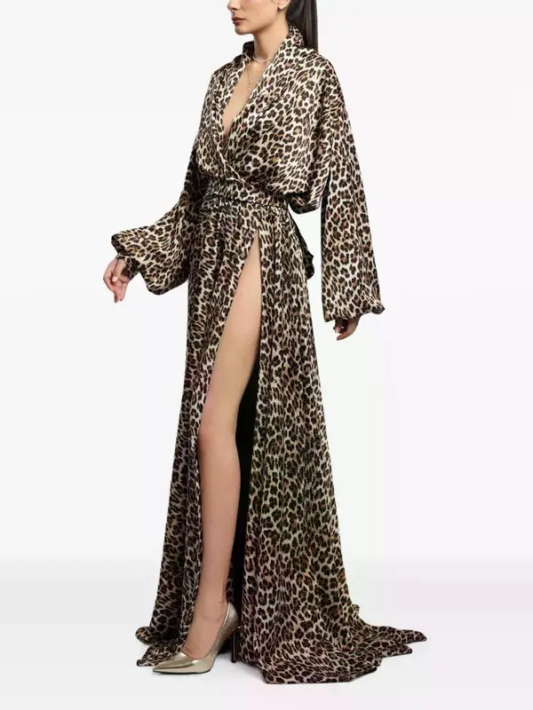 MIAU BY CLARA ROTESCU Leopard Print Maxi Dress