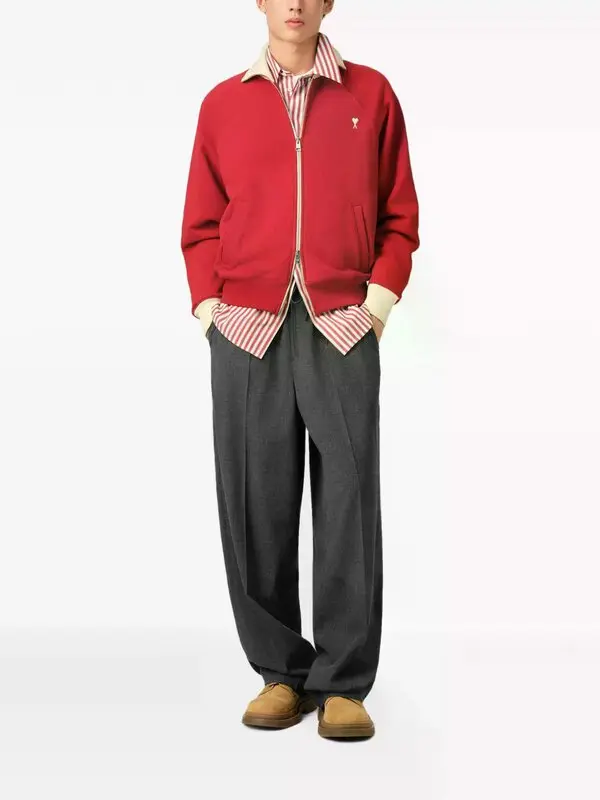 AMI Paris Relaxed Fit Wool Trousers With Elasticated Waist