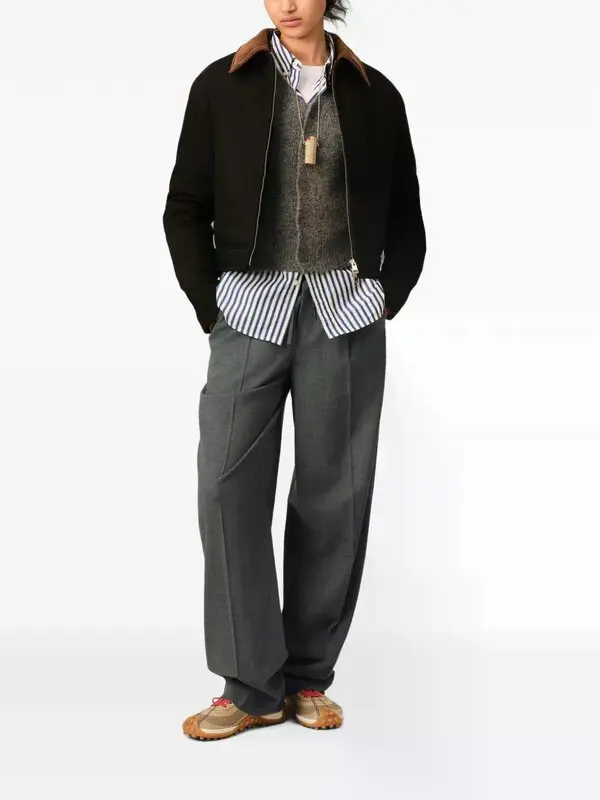 AMI Paris Relaxed Fit Wool Trousers With Elasticated Waist