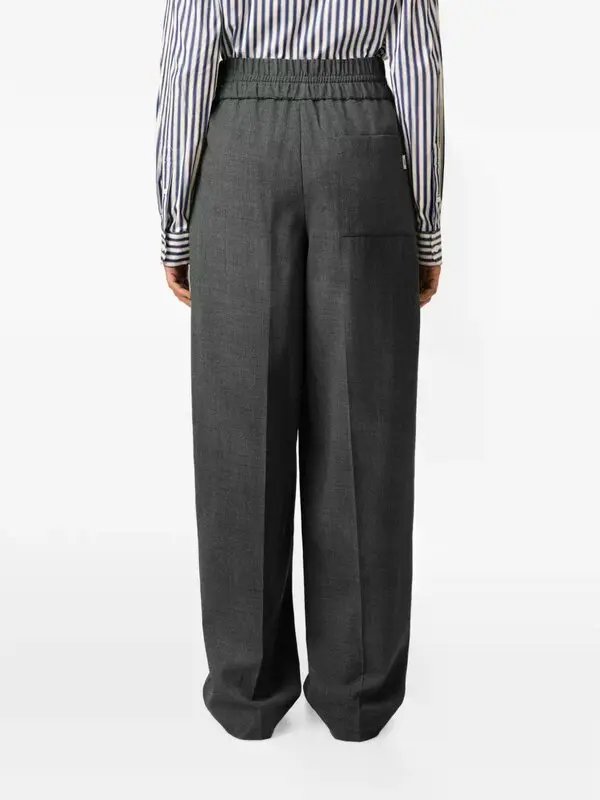 AMI Paris Relaxed Fit Wool Trousers With Elasticated Waist