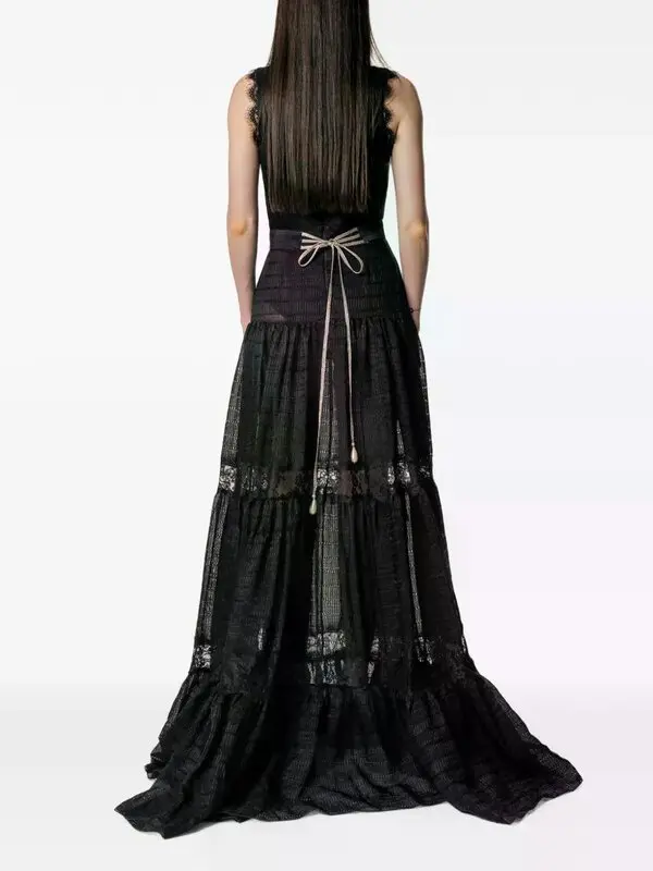 MIAU BY CLARA ROTESCU Lace-trim Maxi Dress - Black