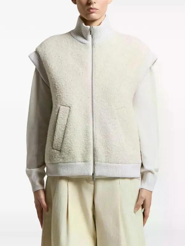 Peserico Sleeveless Sequin-embellished Bouclé Jacket