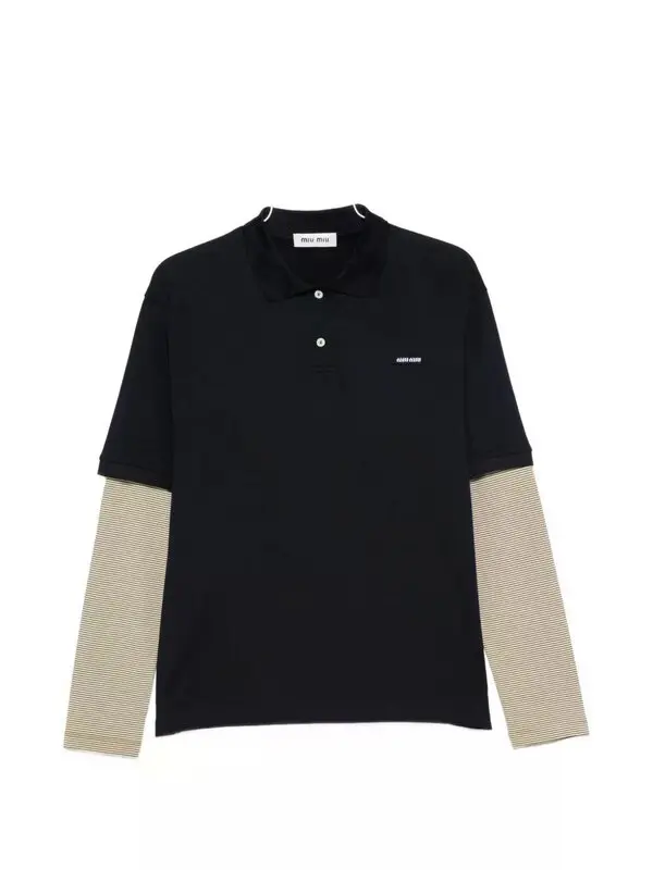 Miu Miu Layered Sleeve Striped Polo Shirt - Blue