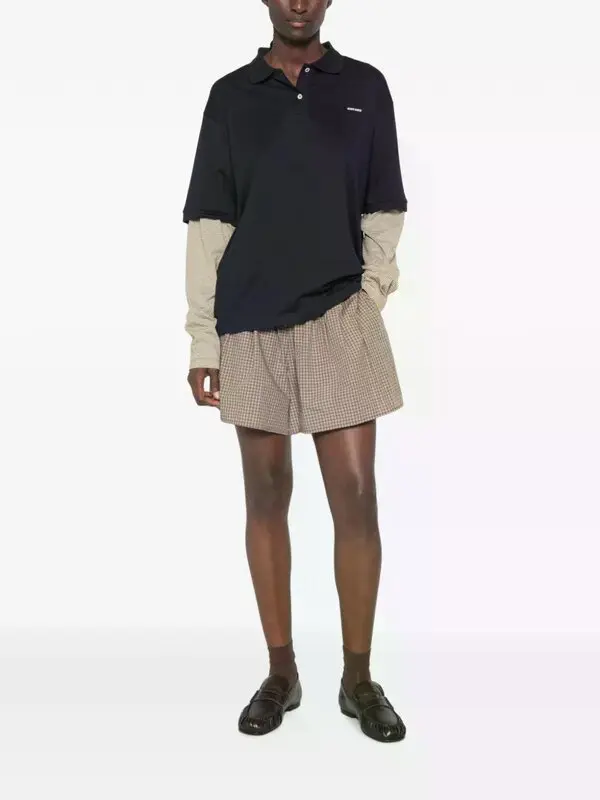 Miu Miu Layered Sleeve Striped Polo Shirt