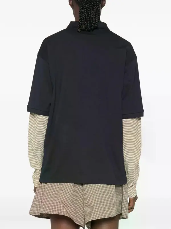 Miu Miu Layered Sleeve Striped Polo Shirt