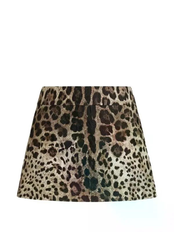 Dolce & Gabbana Leo-print Brocade Mini Skirt - Neutrals
