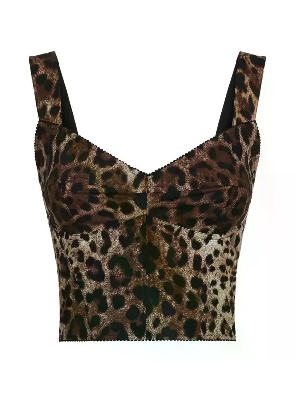 Dolce & Gabbana Leo-print Poplin Bustier Top