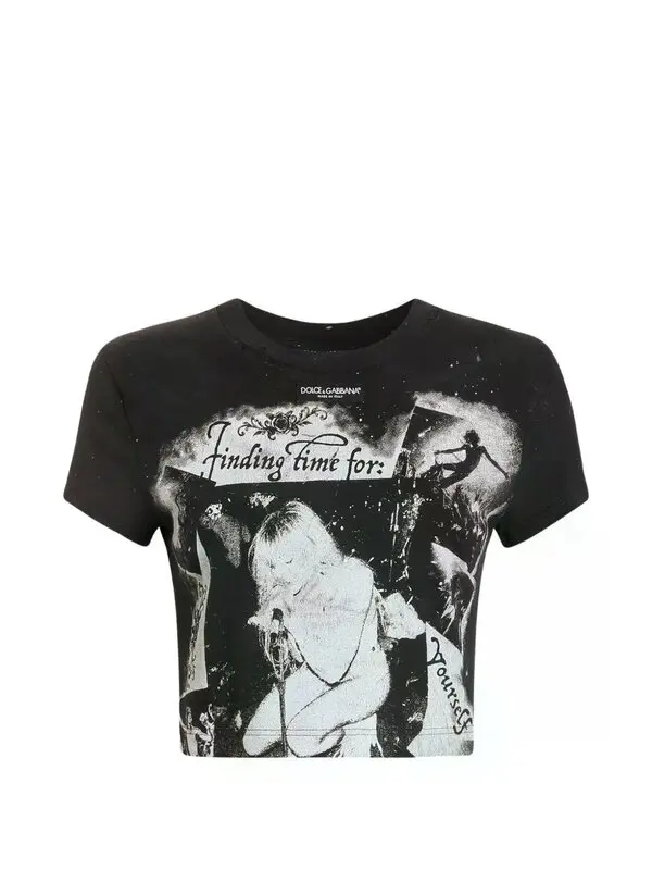 Dolce & Gabbana White Graphic T-shirt - Black