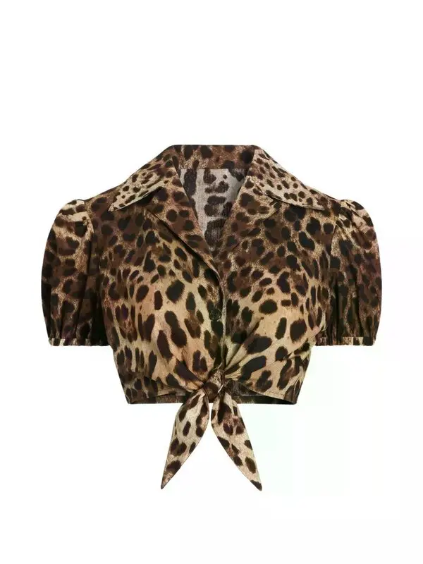 Dolce & Gabbana Leo-print Poplin Shirt - Neutrals