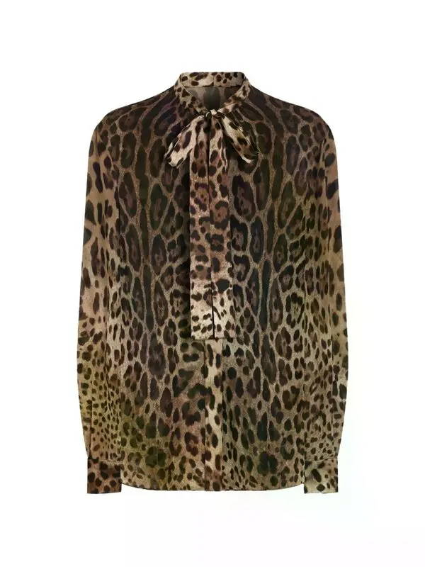 Dolce & Gabbana Leopard Print Georgette Blouse - Neutrals