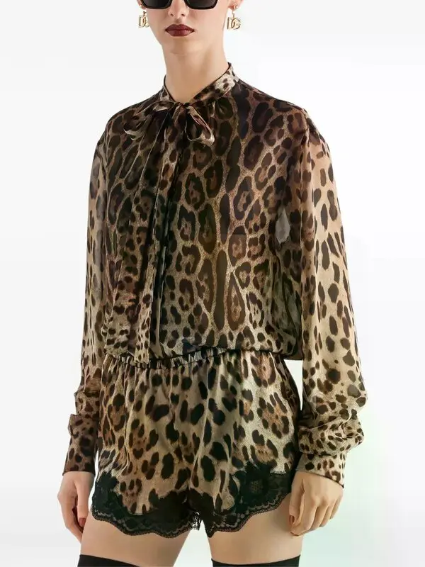 Dolce & Gabbana Leopard Print Georgette Blouse