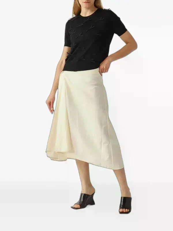 MEIMEIJ Bow Embellished Short Sleeve Top - Black