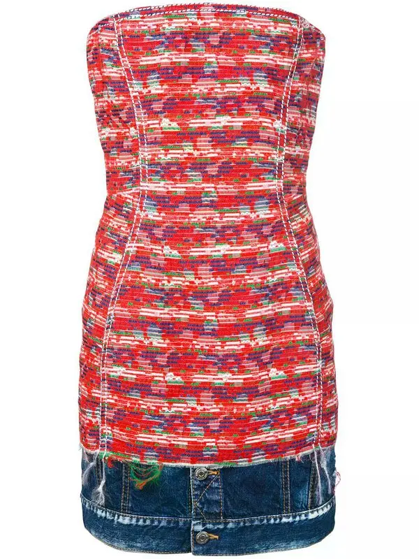 Dsquared2 Fitted Dress With Denim Hem