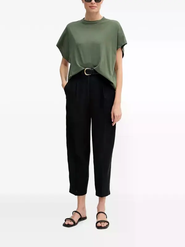 BENETTON Pleated Tapered Linen Trousers