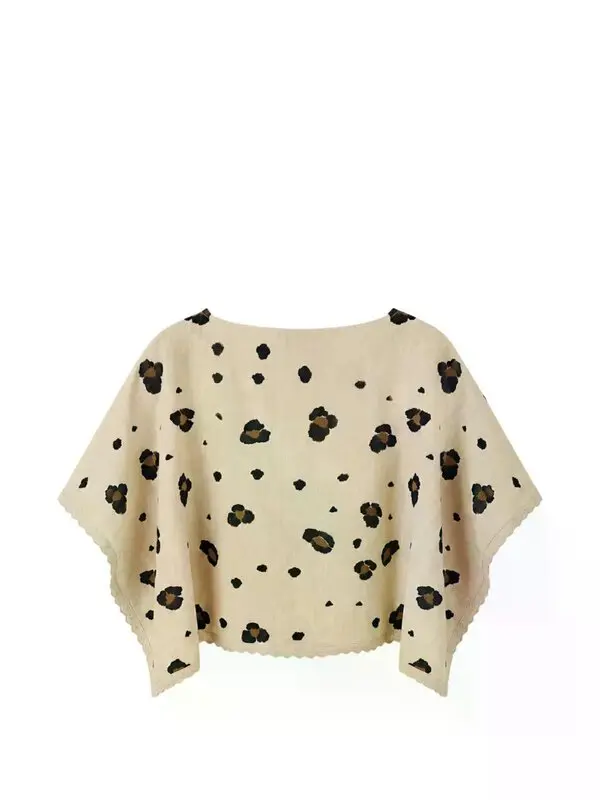 ORSINA Animalier Print Lace Trim Top