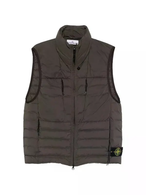Stone Island Quilted Logo Patch Gilet - Green
