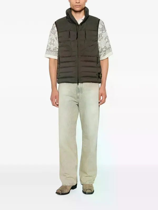 Stone Island Quilted Logo Patch Gilet - Green