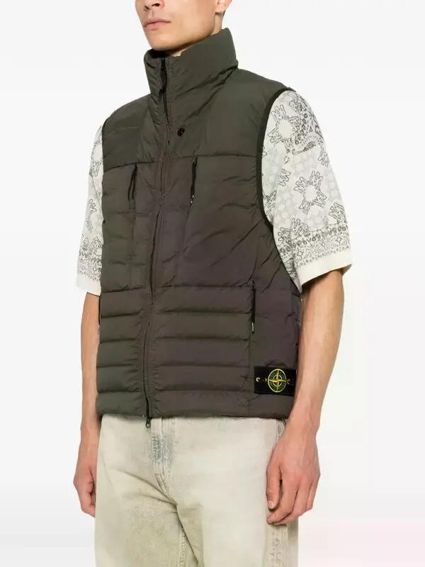 Stone Island Quilted Logo Patch Gilet - Green