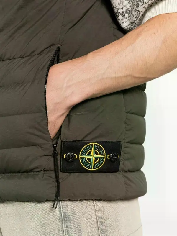 Stone Island Quilted Logo Patch Gilet - Green