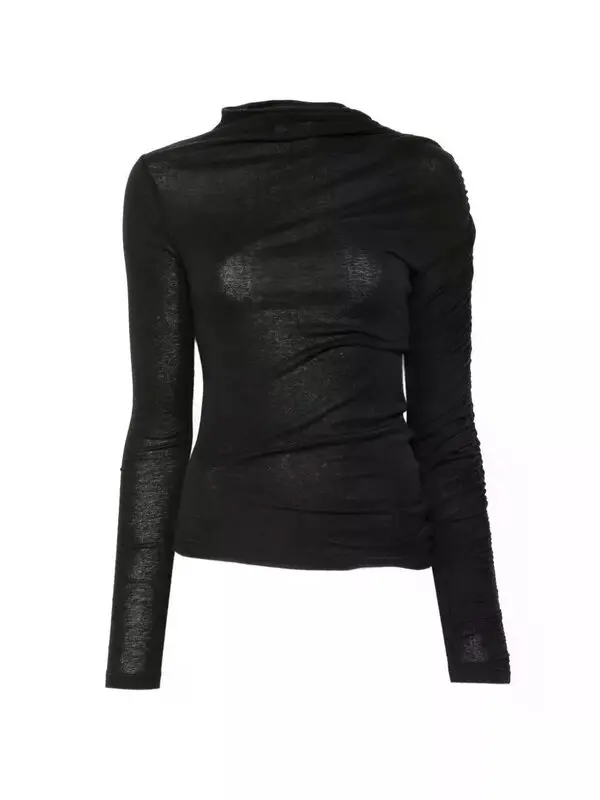 Pinko Ruched Long-sleeve Top - Black