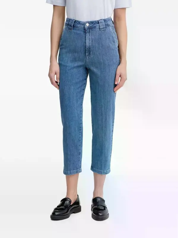 BENETTON High-waisted Cropped Jeans With Silver-tone Hardware
