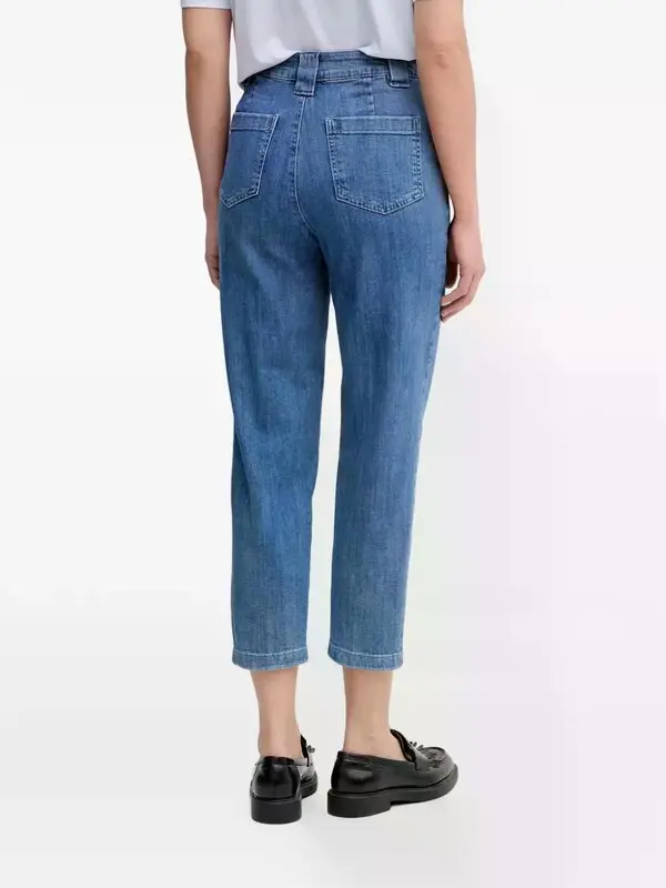 BENETTON High-waisted Cropped Jeans With Silver-tone Hardware